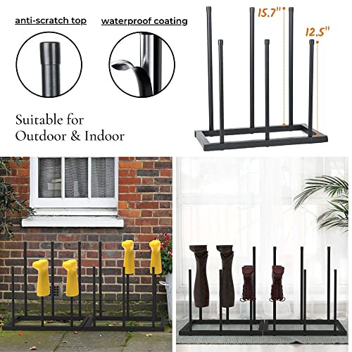 COMAX 3-Tier Expandable Shoe Rack or Boot Rack Organizer for Tall Boots, Small Adjustable Shoe Shelf for Entryway Closet, Modern Metal Iron Shoe Stand, Free Standing Extendable Shoe Storage Organizer