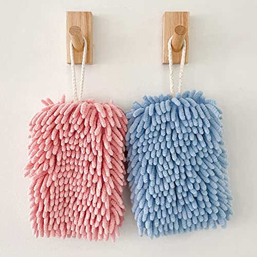 4PCS Hanging Hand Towel Balls Chenille Absorbent Hand Towels with Loop Quick Drying Microfiber Bath Towel for Bathroom Kitchen