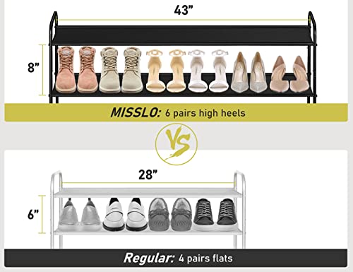 MISSLO 4 Tier Boot Shoe Rack + 3 Tier Long Shoe Rack for Closet Shoe 0rganizer