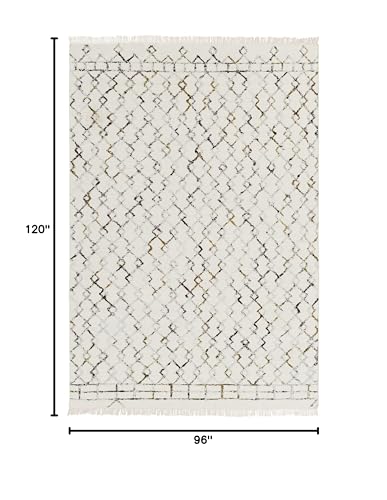 Hauteloom Husum Wool Living Room, Bedroom Area Rug - Bohemian, Transitional - Cream, Mustard, Medium Brown - 8' x 10'