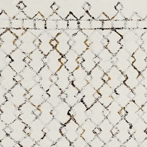 Hauteloom Husum Wool Living Room, Bedroom Area Rug - Bohemian, Transitional - Cream, Mustard, Medium Brown - 8' x 10'