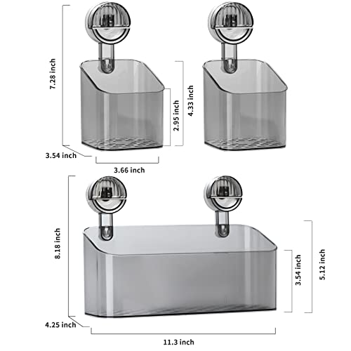 Dobbyby 3-Pack Suction Cups Wall Mounted Makeup Brush Holder Toothbrush Holder Skincare Organizer Shower Caddy Wall Spice Rack Storage Plastic Pet Holder Ideal for Kitchen or Bathroom, Smoke