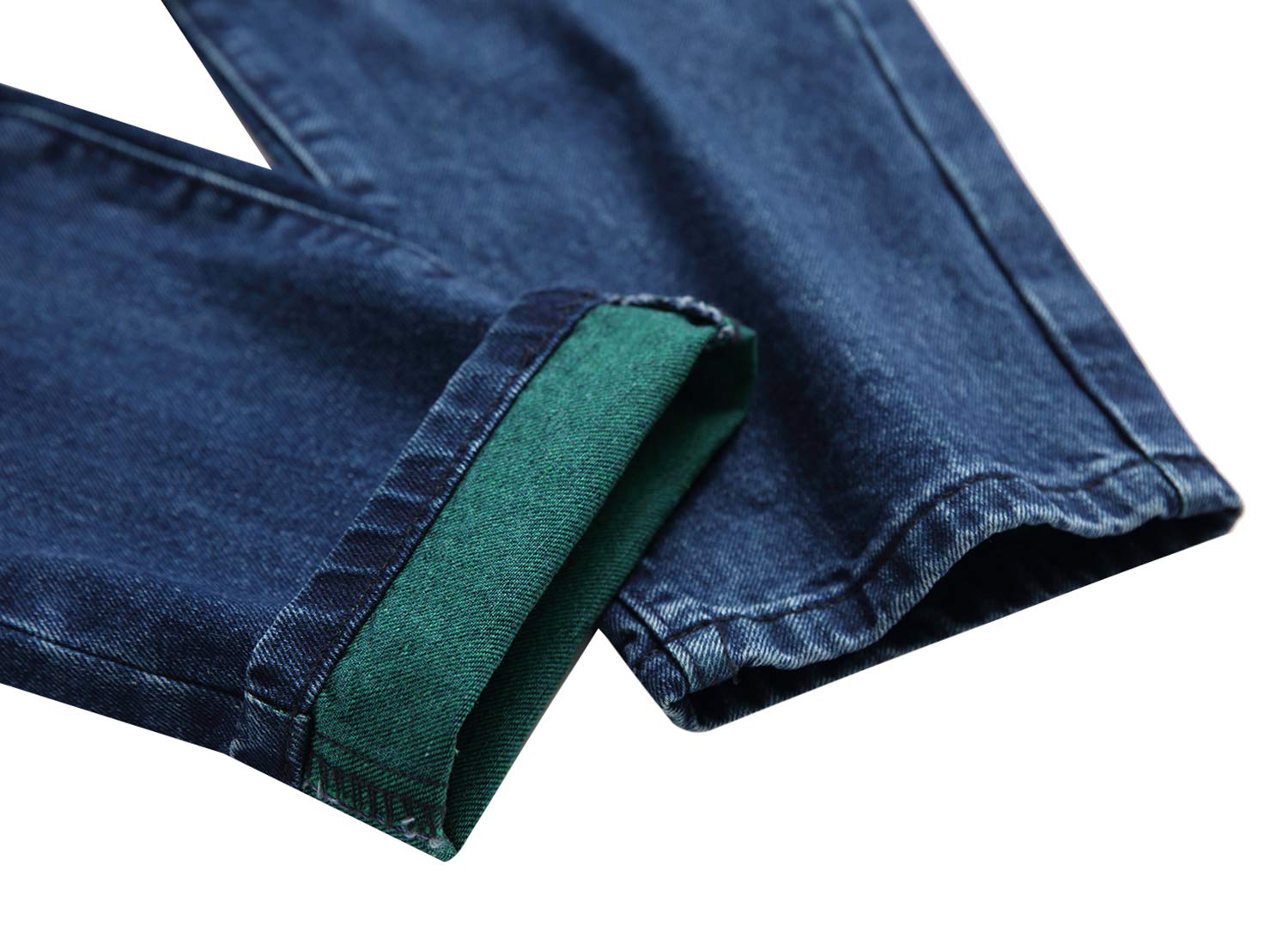 Men's Ripped Distressed Destroyed Slim Fit Straight Leg Denim Jeans (38, Dark Blue)
