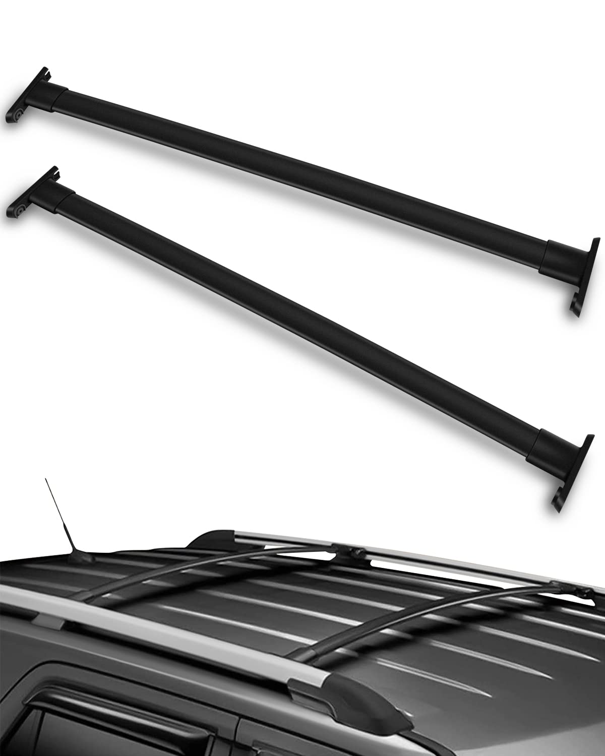 cciyu Roof Rack Cross Bar Fit for Ford Explorer Sport Utility 4-Door 2011 2012 2013 2014 2015 Aluminum 150lbs Car Top Luggage Cargo Carrier Bike Rack Rails, Black/2PCs
