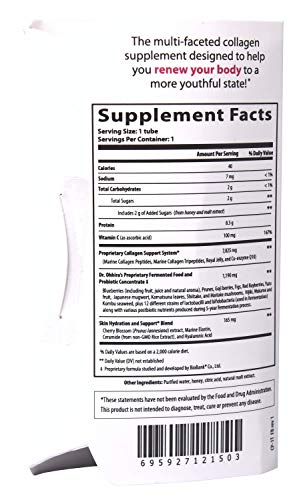 Dr. Ohhira's Premium Collagen Plus. A Liquid, Easily mixable Collagen Supplement with 7,750 mg of Marine Collagen Peptides, plus Cherry Blossom Extract and a Plant-based Probiotic Concentrate, Single