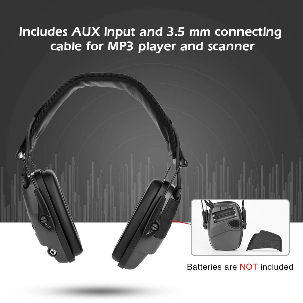 Tosuny Electronic Shooting Earmuff, 22dB Noise Reduction Sport Sound Amplification Ear Defender, Foldable Ear Protection Hunting Earmuff with Microphone, Ideal for Shooters, Hunters(Black)