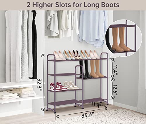 MISSLO 4 Tier Boot Shoe Rack + 3 Tier Long Shoe Rack for Closet Shoe 0rganizer