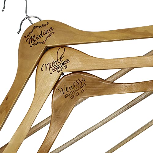 Custom Engraved Wood Hanger - Personalized for Bride Bridesmaid Wedding Bridal Party