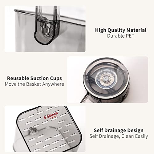 Dobbyby 3-Pack Suction Cups Wall Mounted Makeup Brush Holder Toothbrush Holder Skincare Organizer Shower Caddy Wall Spice Rack Storage Plastic Pet Holder Ideal for Kitchen or Bathroom, Smoke
