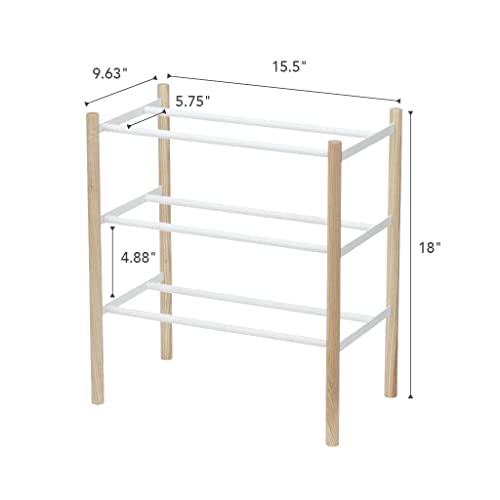 YAMAZAKI home Plain Expandable 3-Tierd Shoe Rack White,