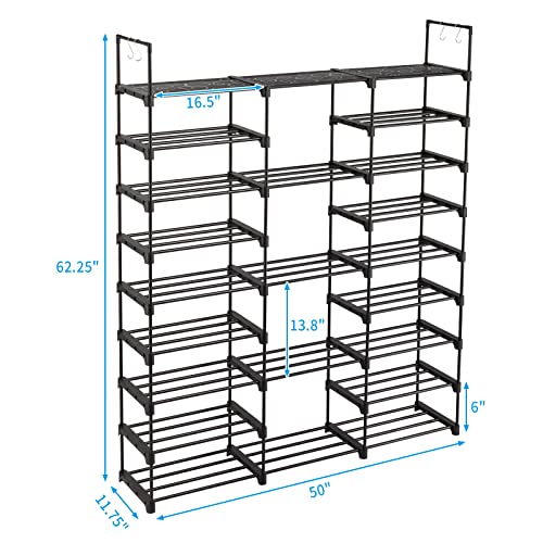 9 Tiers Shoe Rack Storage Organizer Shoe Shelf Organizer for Entryway Holds 50-55 Pairs Shoe, Stackable Shoe Cabinet Shoe Rack