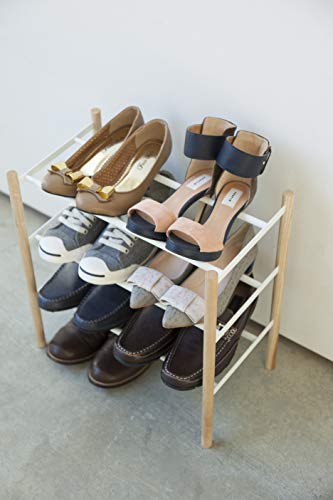 YAMAZAKI home Plain Expandable 3-Tierd Shoe Rack White,