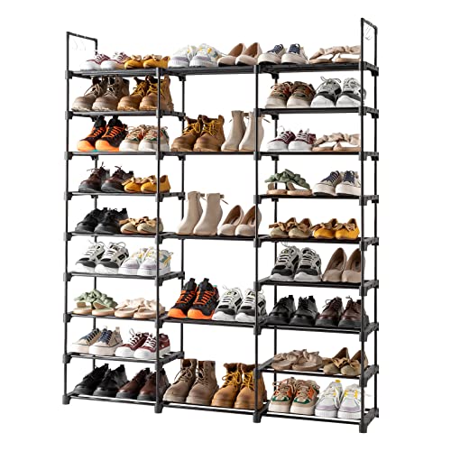 9 Tiers Shoe Rack Storage Organizer Shoe Shelf Organizer for Entryway Holds 50-55 Pairs Shoe, Stackable Shoe Cabinet Shoe Rack
