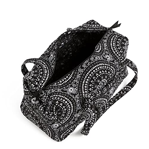 Vera Bradley Women's Cotton Medium Travel Duffel Bag, Black Bandana Medallion, One Size