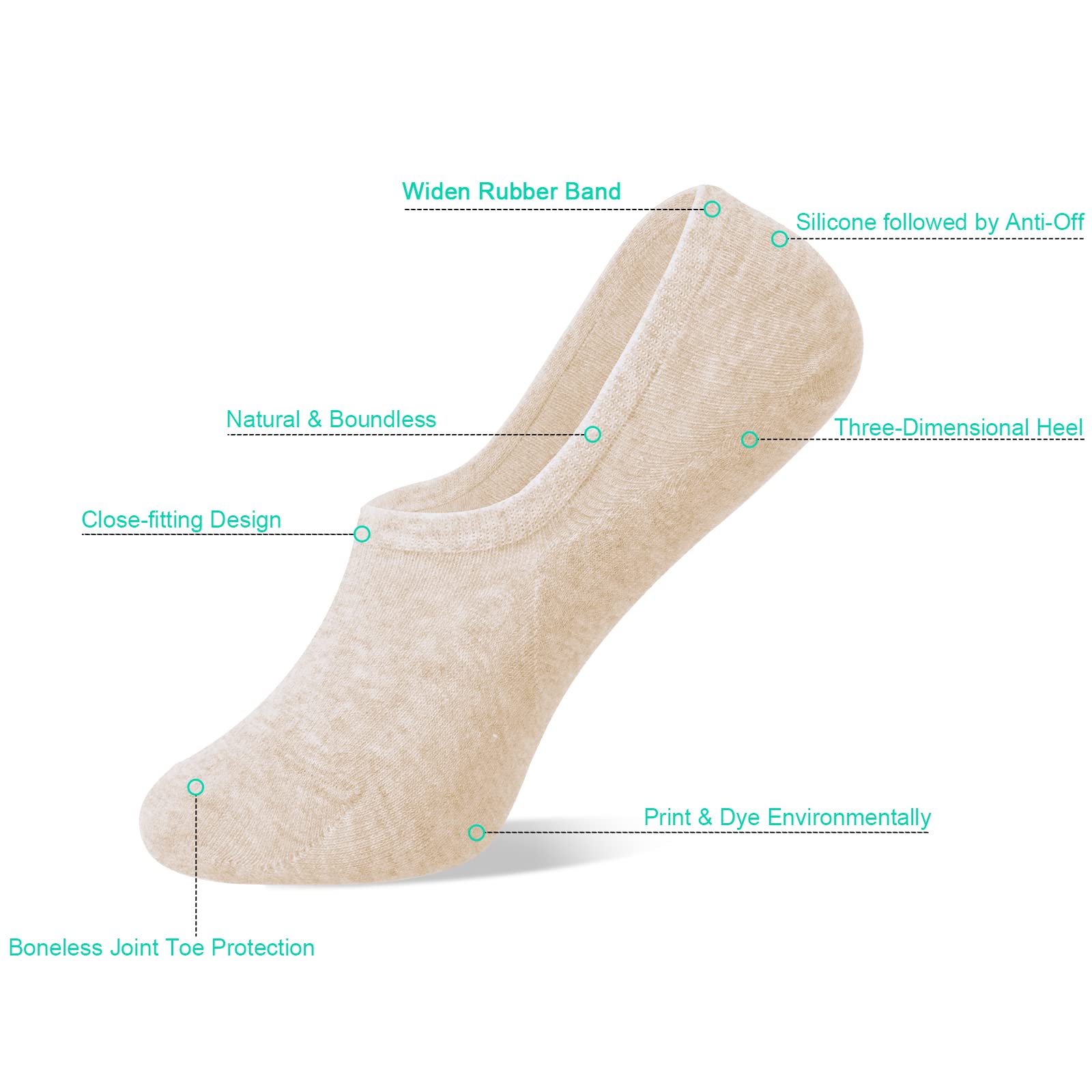 DIBAOLONG Womens No Show Socks Non Slip Flat Boat Line Low Cut Socks 6 Pairs