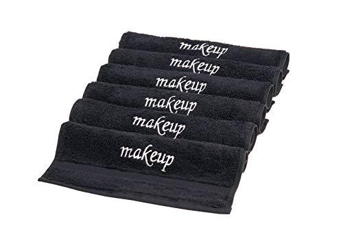Towel Bazaar Premium Turkish Cotton Super Soft and Absorbent Towels (Black, 6-Piece Makeup Washcloths)