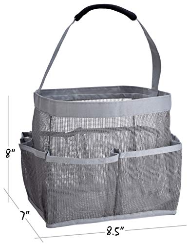 Mesh Shower Bag - Easily Carry, Organize Bathroom Toiletry Essentials While Taking a Shower. (9-Pockets | Grey)