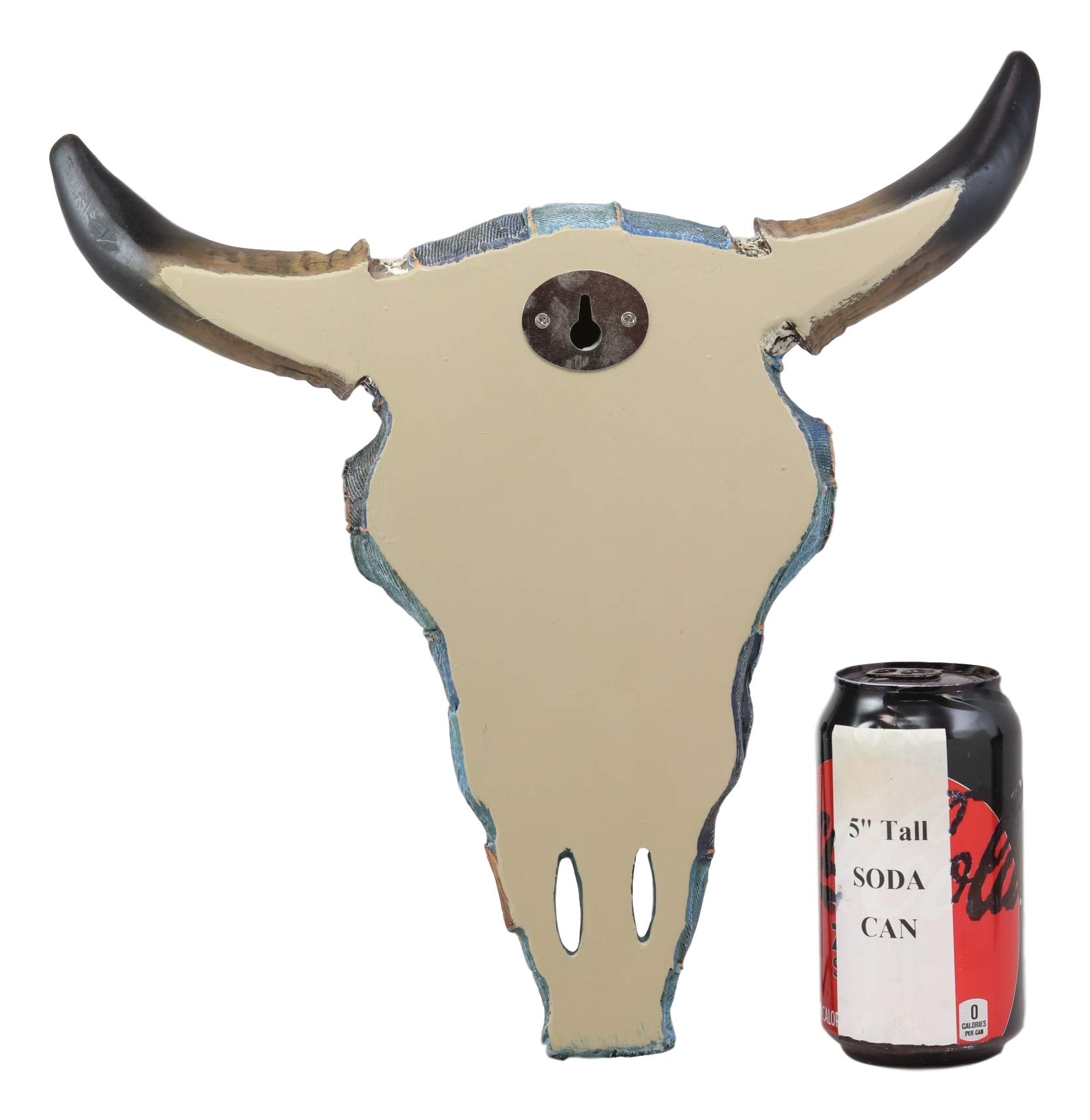 Ebros 13" Wide Western Southwest Steer Bison Buffalo Bull Cow Horned Skull Head In Cowboy Blue Denim Jeans Design Wall Mount Decor Native Indian Sacred Animal Totem Bust Skulls