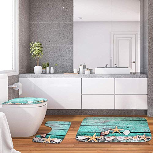 Buybai Funny Modern Home Decor Bathroom Carpet/Contour/Lid Cover Anti-Slip 3 Piece Set Washable (Butterfly)