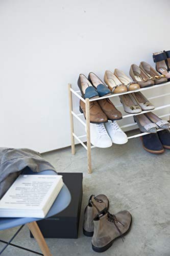 YAMAZAKI home Plain Expandable 3-Tierd Shoe Rack White,