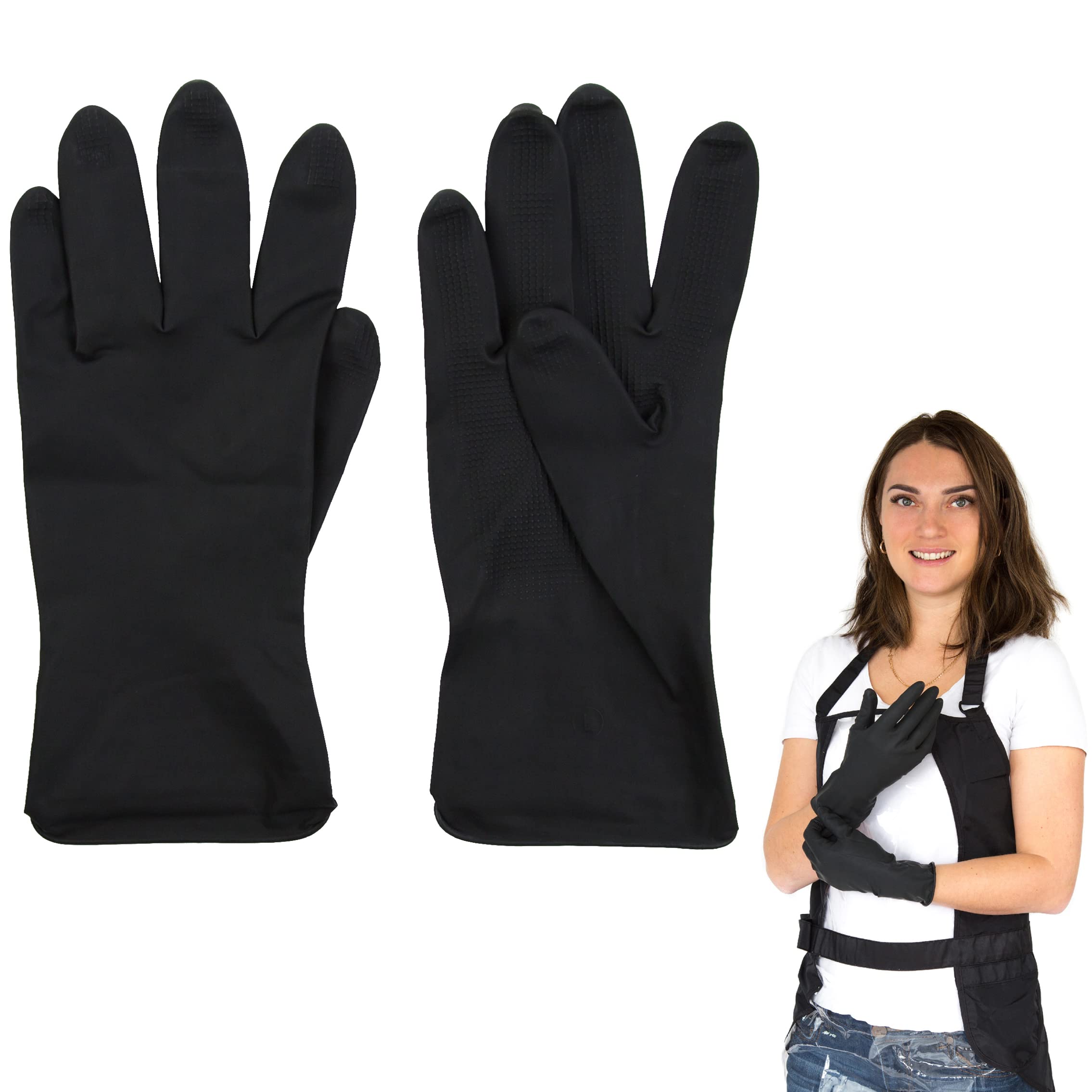 Salon Supply Co Nitrile Gloves - Rubber Hair Dye Gloves - 20 Pack (10 sets of 2) - Reusable Gloves for Hair Coloring - Hair Color Gloves - Black Gloves Disposable Latex-Free Powder-Free (Small)