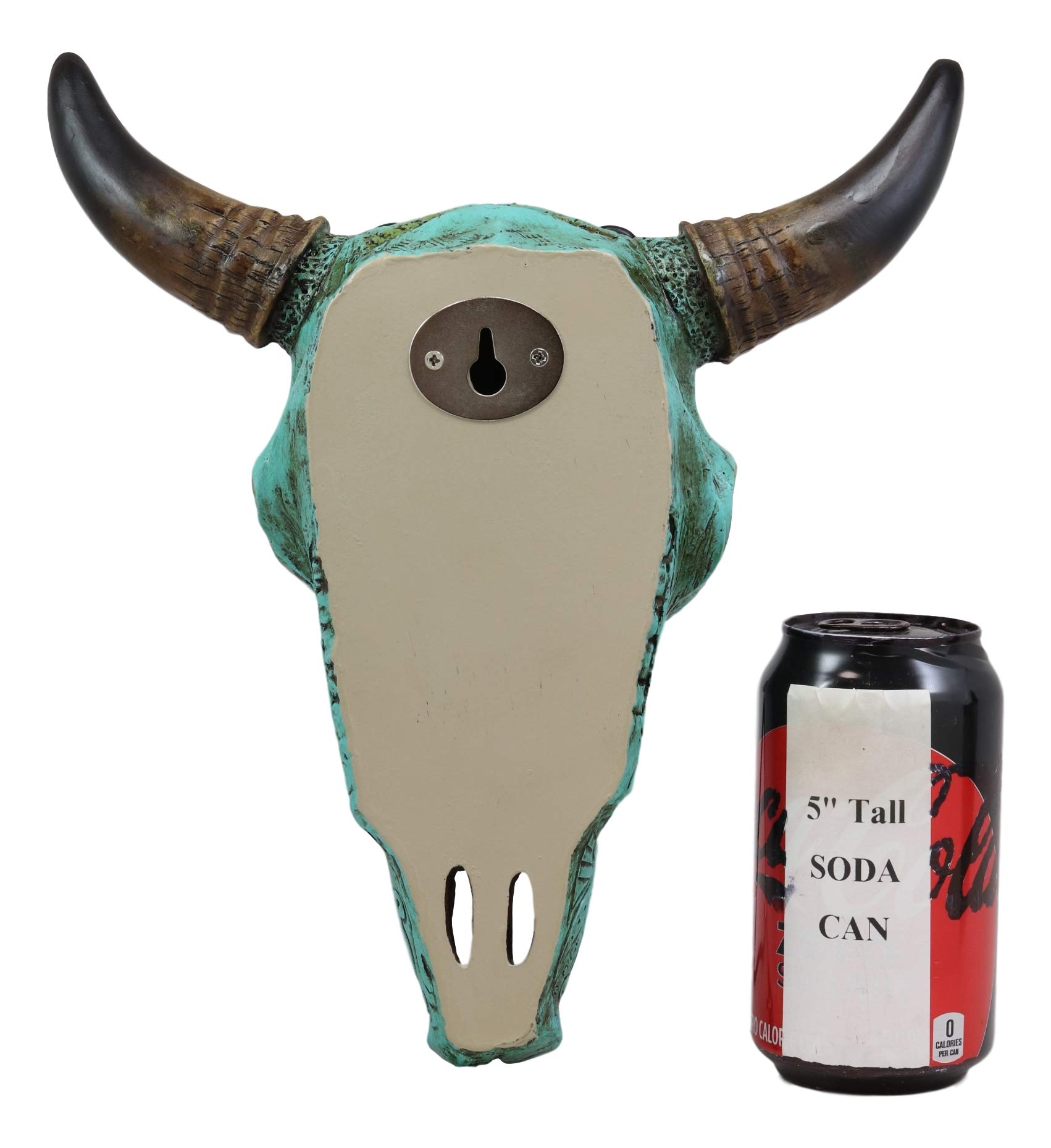 Ebros 10" Wide Western Southwest Steer Bison Buffalo Bull Cow Horned Skull Head Turquoise Floral Lace Design Wall Mount Decor Native Indian Sacred Animal Totem Bust Skulls