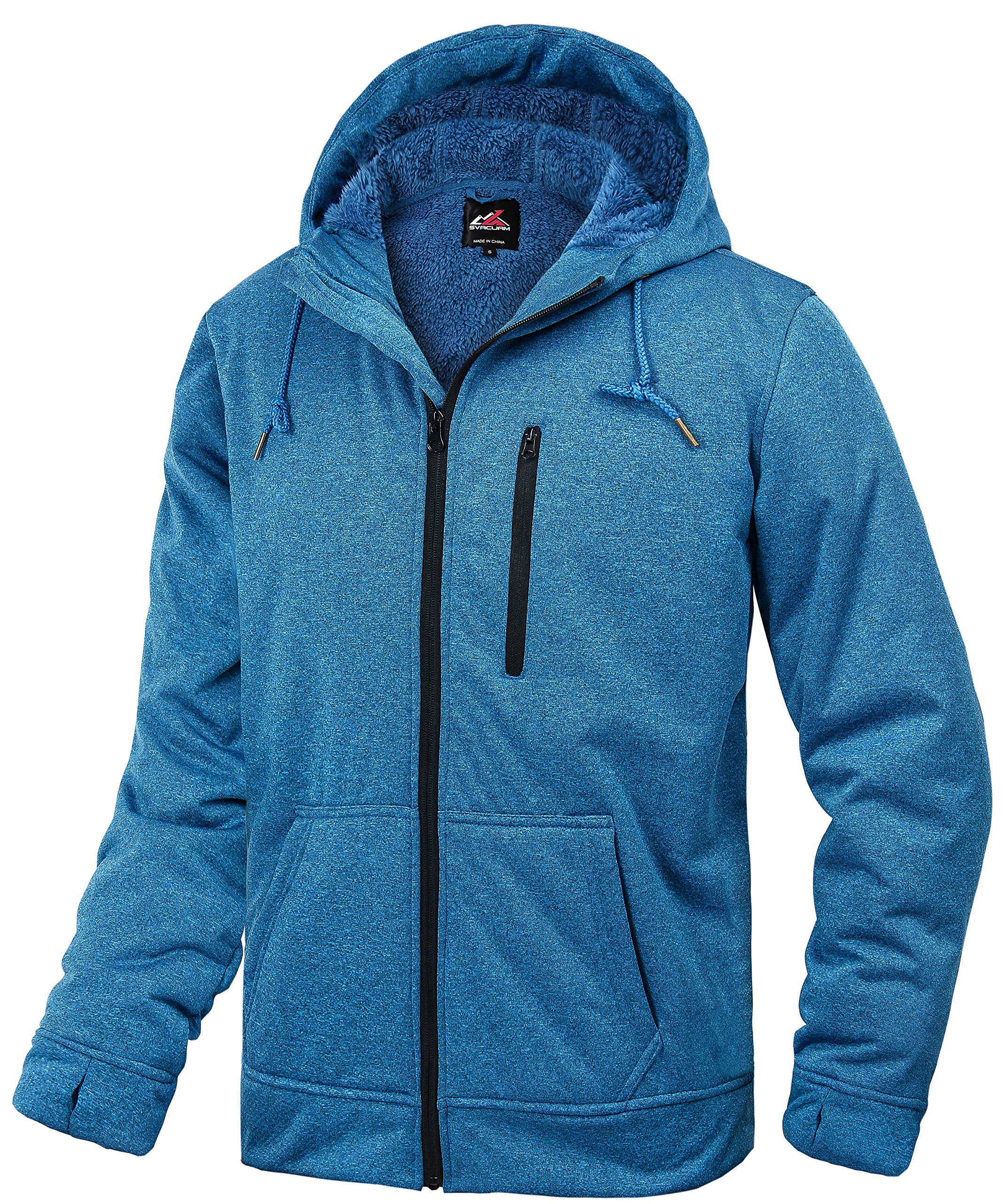 SVACUAM Men's Water-Resistant Fleece Lined Softshell Outwear Mountain Rain Jacket with Hood