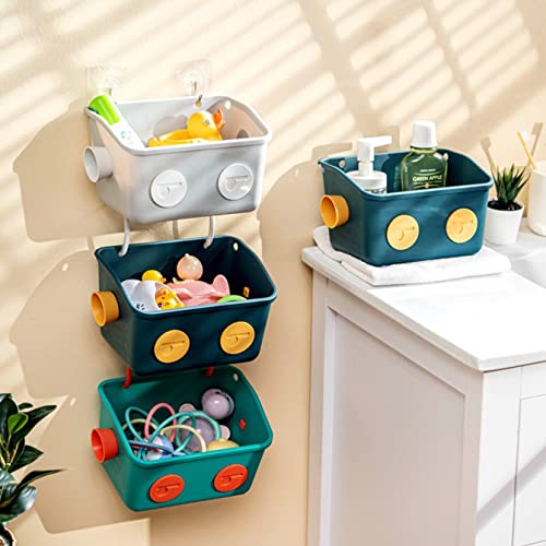 TWISBAY Bath Toy Storage Organizer Basket - 3-Pack Wall Mounted Hanging Shower Caddy Shelf with Hooks No Drilling Adhesive Robot Modeling Kitchen Storage Rack