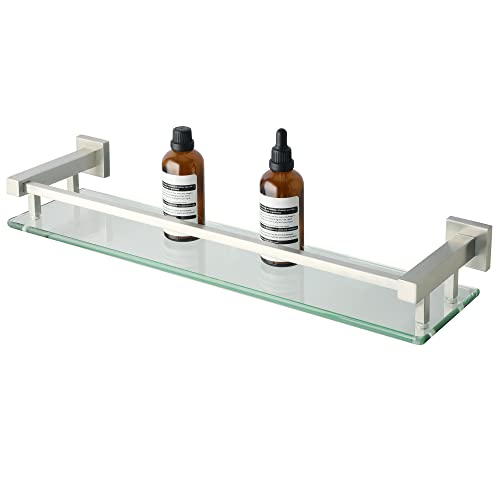 Alise GC2000-LS SUS 304 Stainless Steel Bathroom Glass Shelf Wall Mount 20 Inch,Brushed Nickel
