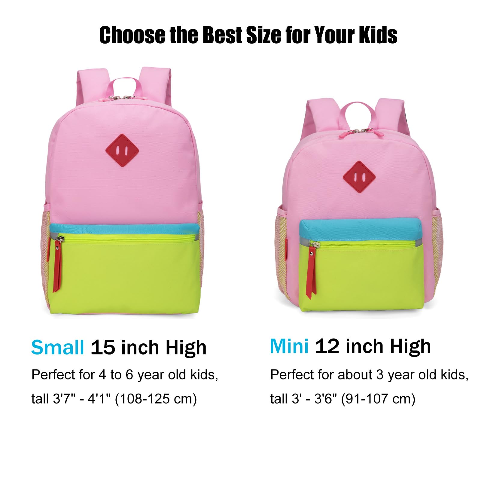 HawLander Preschool Backpack for Toddler Girls, Kids School Bag, Ages 3 to 7 years old, Small, Pink Yellow