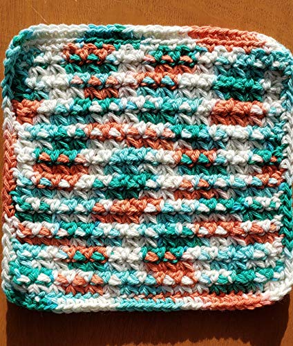Handmade crochet washcloths, dishcloths 100% cotton set of 4 (Ahoy and mint colors) * thick and dense*