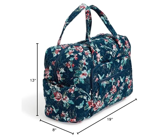 Vera Bradley Women's Cotton Weekender Travel Bag, Rose Toile - Recycled Cotton, One Size