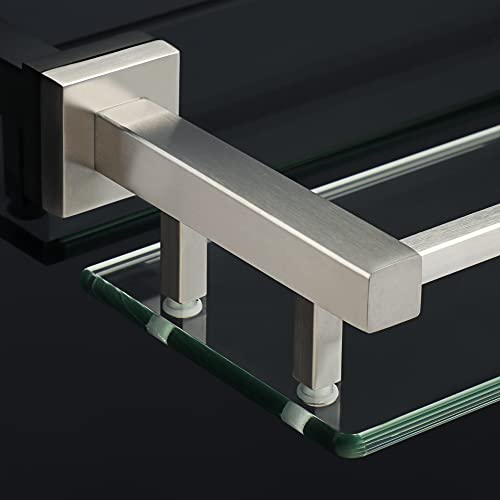 Alise GC2000-LS SUS 304 Stainless Steel Bathroom Glass Shelf Wall Mount 20 Inch,Brushed Nickel