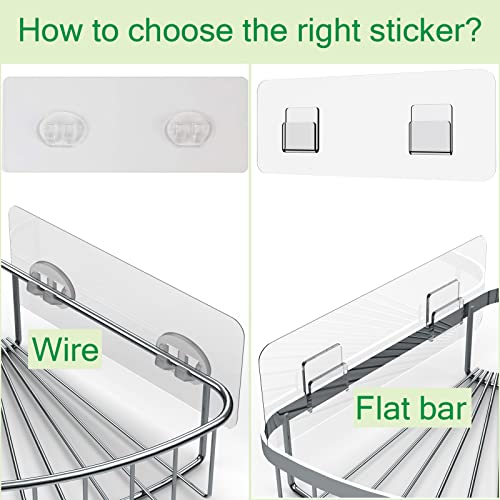 STARICH Shower Caddy Adhesive Replacement Stickers Sticker Shelf Basket Strips Suction Hooks Large Strong Hook for Bathroom Storage Corner Transparent Shelves Wall Mount 2 Hooks 6 1/2"