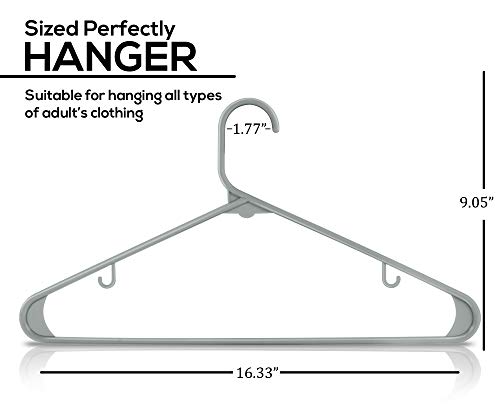 Utopia Home Plastic Hangers 100 Pack - White Hangers 50 Pack with Shoulder Grooves & Grey Hangers 50 Pack with Hooks - Heavy Duty Slim & Sturdy Clothes Hangers