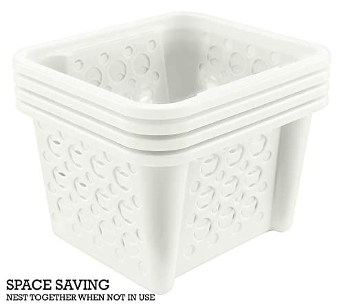 Organize Your Home Small Stackable White Storage Containers with Open Tops, 4 Pack, Great Organizing Bins for Kitchen Pantry, Closet, Bedroom, and Bathroom Storage, 10β x 8.9β x 6.1β