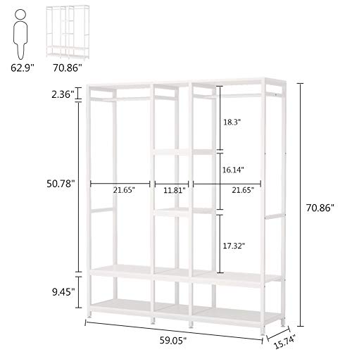 LITTLE TREE Closet Rack, 59 ” 16” 71” (L WH), White&White