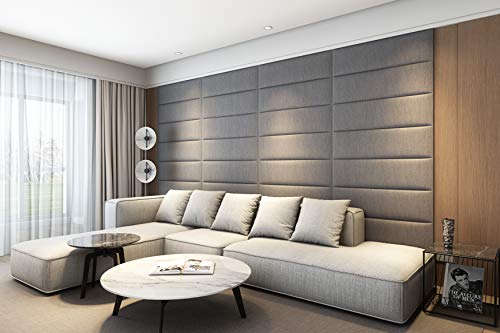 Art3d Padded Bed Headboard for Queen/Twin/King/Full-Removable-Sized 31.5x11.8inches Pack of 8pcs-Gray, Upholstered Wall Panels for Interior Wall Decor