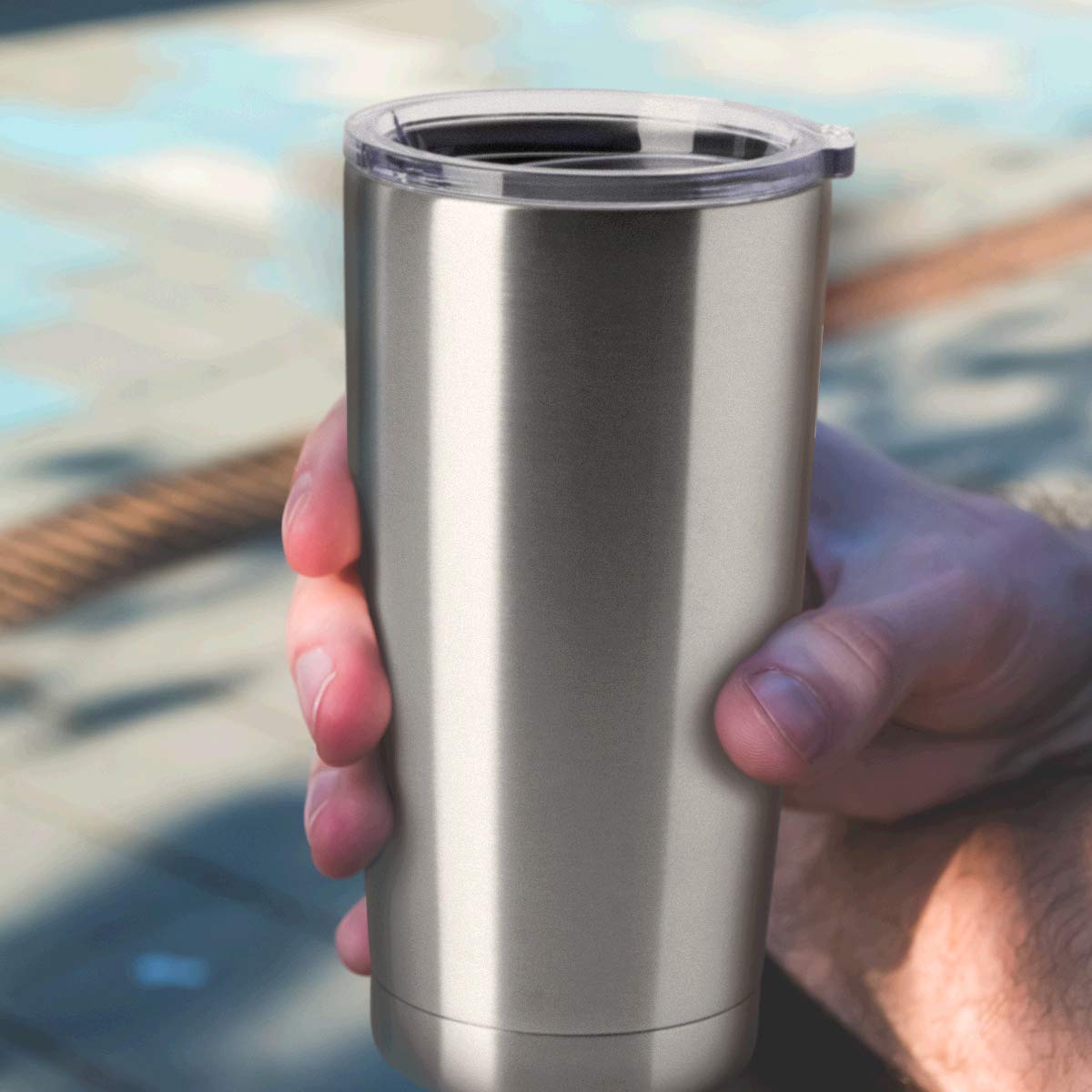 HASLE OUTFITTERS 20oz Stainless Steel Tumblers Bulk, Insulated Travel Cup with Lid, Double Wall Vacuum Coffee Mug for Cold & Hot Drinks 4 Pack, Silver
