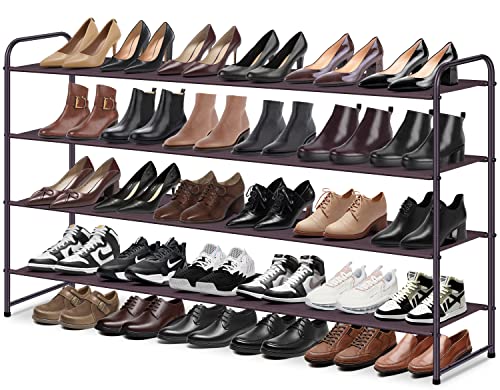 MISSLO Long 3 Tier Shoe Rack for Closet adn 4 Tier Long Shoe Organizer for Closet Shoe Organizer Storage Stackable Wide Shoe Shelf Holds Men Sneakers, Women Heels, Boots