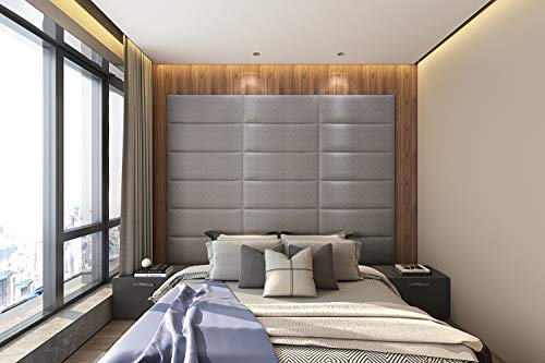Art3d Padded Bed Headboard for Queen/Twin/King/Full-Removable-Sized 31.5x11.8inches Pack of 8pcs-Gray, Upholstered Wall Panels for Interior Wall Decor