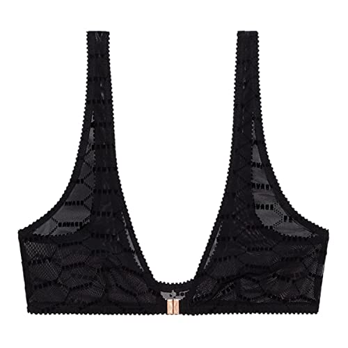 Savage X Fenty, Women's, Missy Flocked Logo Bralette, Black Caviar, X-Small