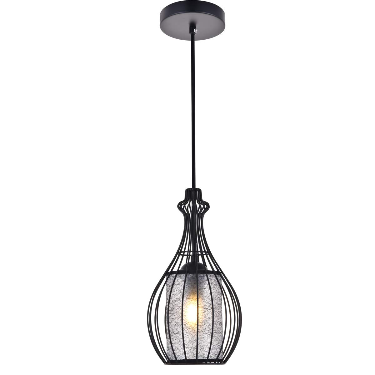 Living District Miya 1-Light Modern Metal Pendant in Black Finish