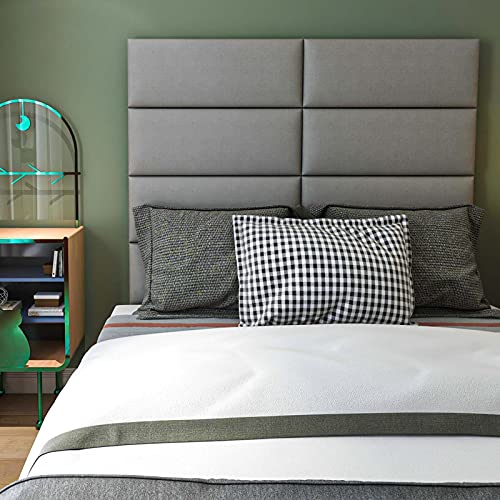 Art3d Padded Bed Headboard for Queen/Twin/King/Full-Removable-Sized 31.5x11.8inches Pack of 8pcs-Gray, Upholstered Wall Panels for Interior Wall Decor