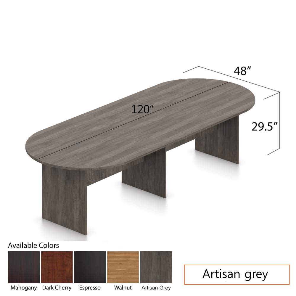 GOF 6FT, 8FT, 10FT Conference Table & Chair (G11650) Set, Dark Cherry, Espresso, Artisan Grey, Mahogany, Walnut (10ft Table Only, Artisan Grey)