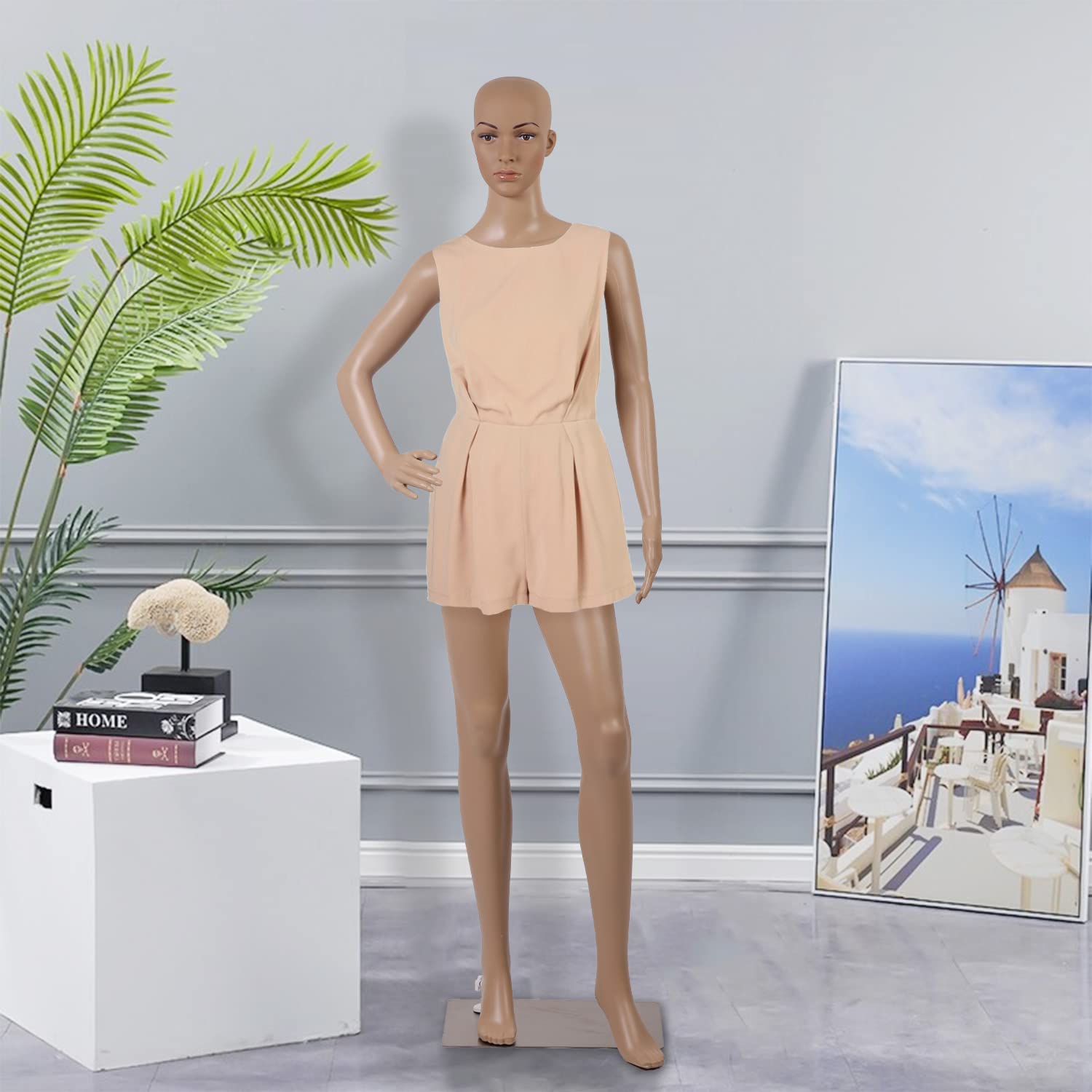 Mannequin Torso Manikin Dress Form Female Realistic Full Body Mannequin Display Head Turns with Metal Base 69" Plastic Adult Woman Adjustable Detachable Poseable Model Mannequin Stand