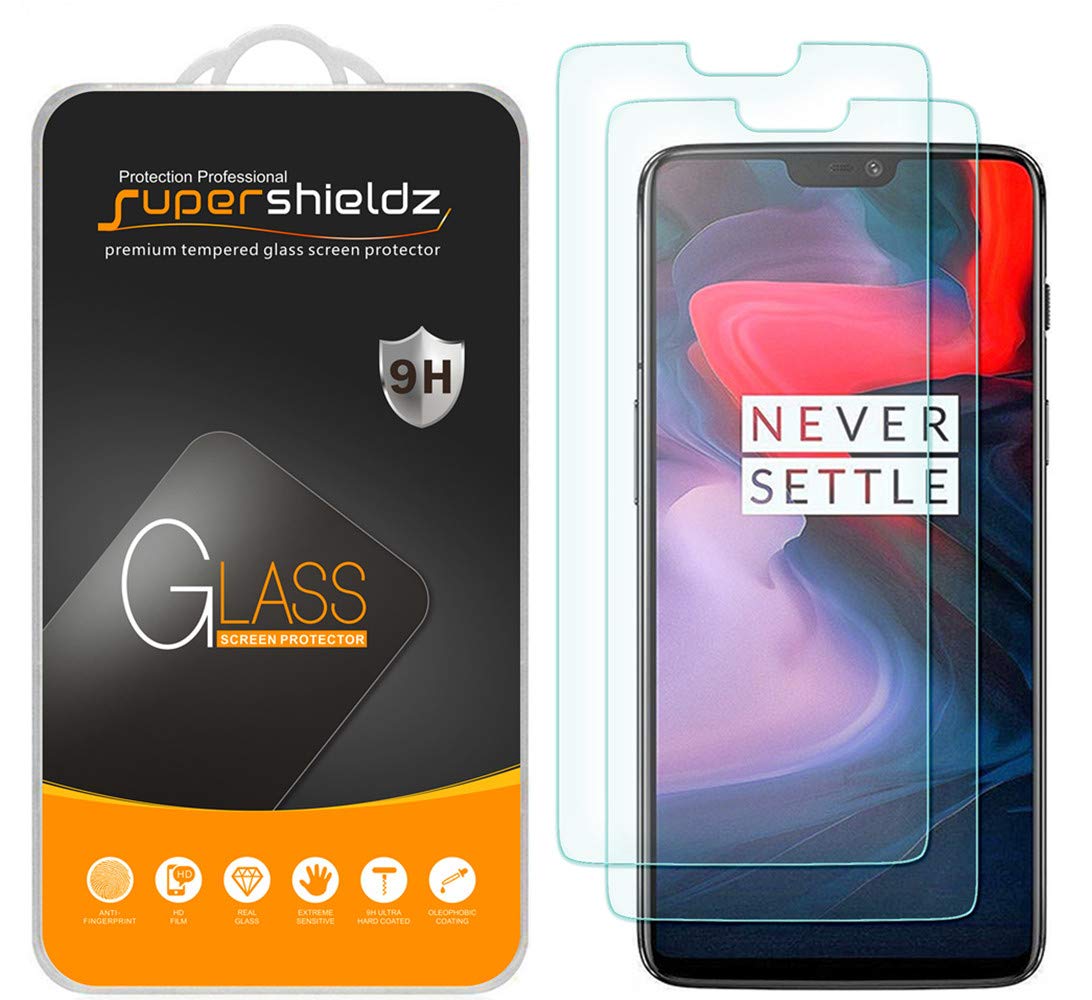 (2 Pack) Supershieldz Designed for OnePlus 6 Tempered Glass Screen Protector, 0.28mm, Anti Scratch, Bubble Free