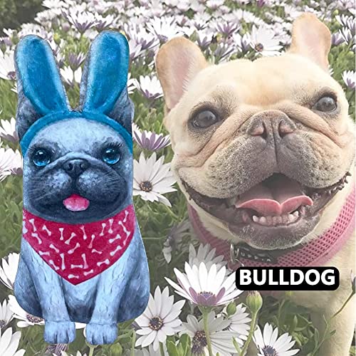 Cute Bulldog Kitchen Hand Towels: Decorative Rag with Hanging Loop for Bathroom Handkerchief Absorbent Washcloths Clearance Animal Shape Grey