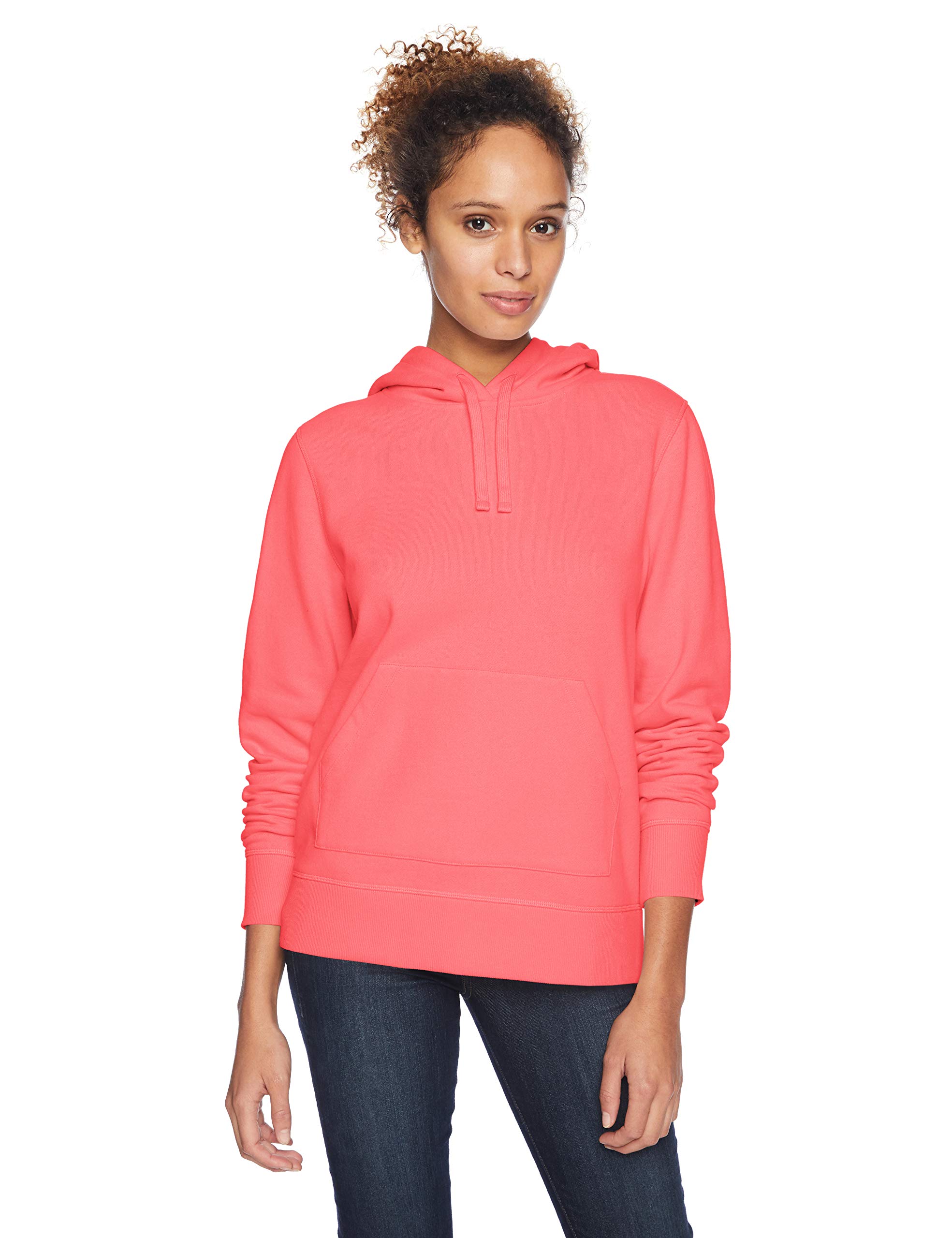 Amazon Essentials Women's Regular-Fit Fleece Pullover Hoodie (Available in Plus Size), Coral Pink, Medium