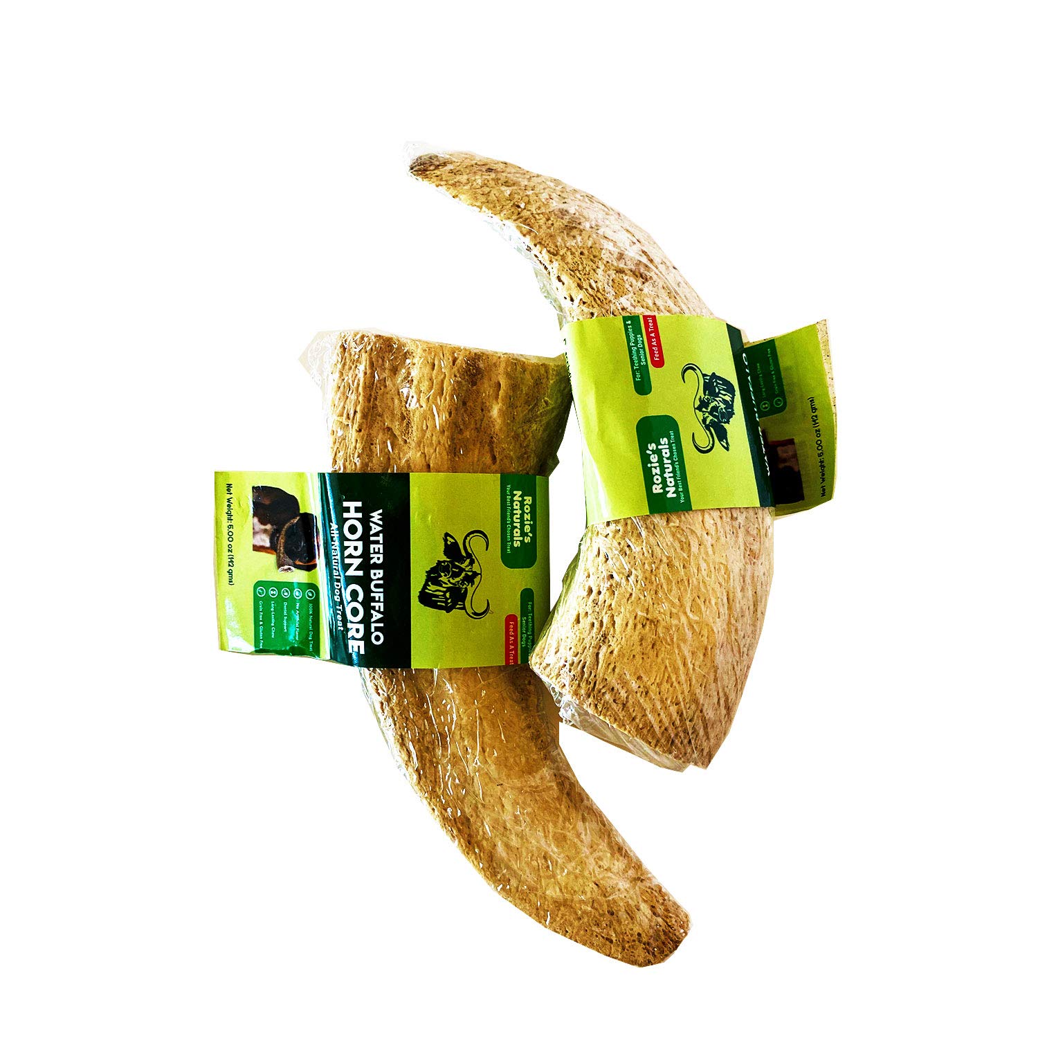 Rozie’s Naturals Water Buffalo Horn Core- Inner Component of Buffalo Horn, Durable Chew, Great Alternative to Raw-Hide & Hard Antler Dog Chew, Large -2 Pack, 10 oz